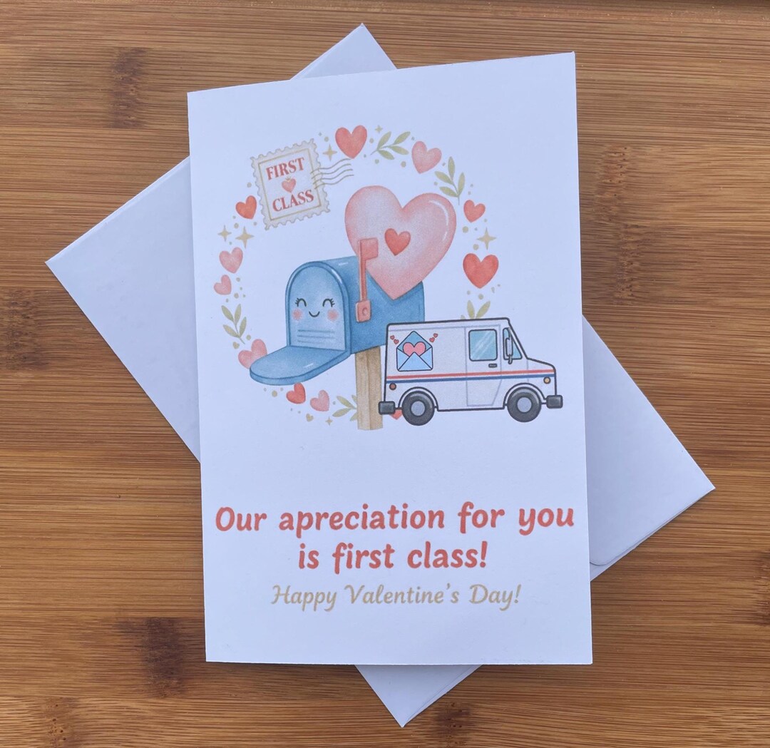Mail Carrier Valentine's Day Card / Mailman Thank You Valentine ...