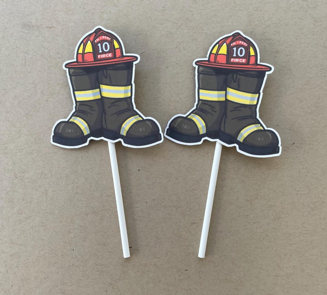 Firefighter Cupcake Toppers,fire Department Party Decorations ...