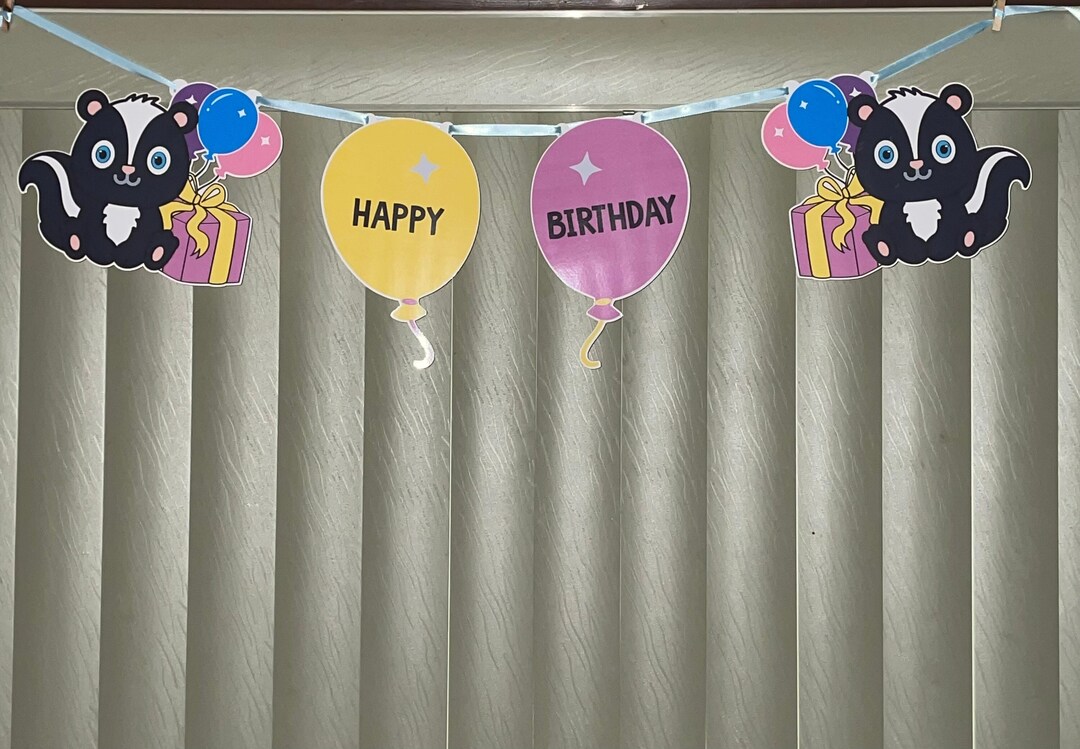 Skunk Birthday Banner,skunk Baby Shower Banner,cute Skunk Birthday ...