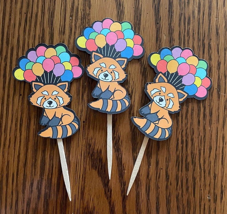 12 Red Panda Cup Cake Toppers Red Panda Cake Toppers Red - Etsy