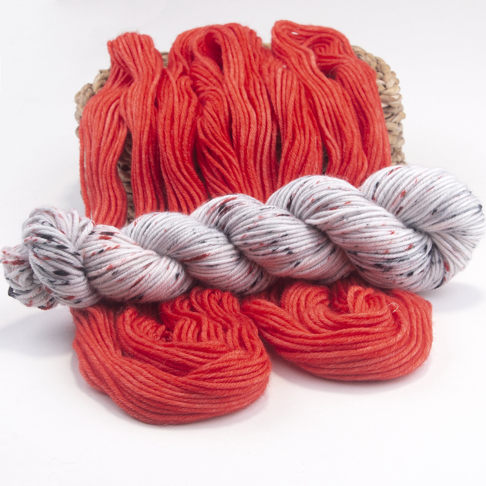 Hand Dyed Yarn White With Black and Red Dots Speckled Sock - Etsy