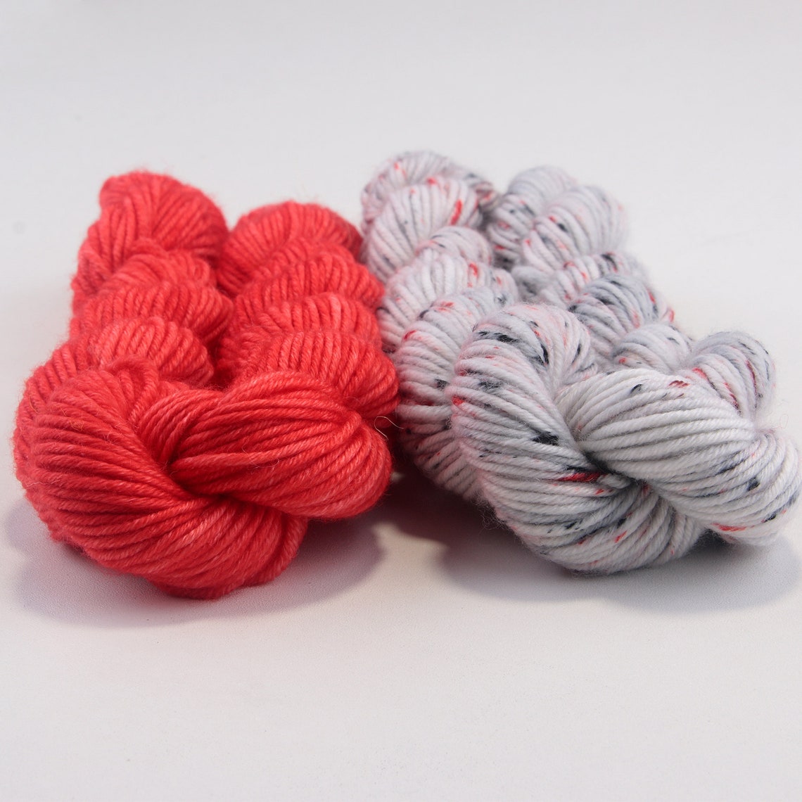 Hand Dyed Yarn White With Black and Red Dots Speckled Sock - Etsy
