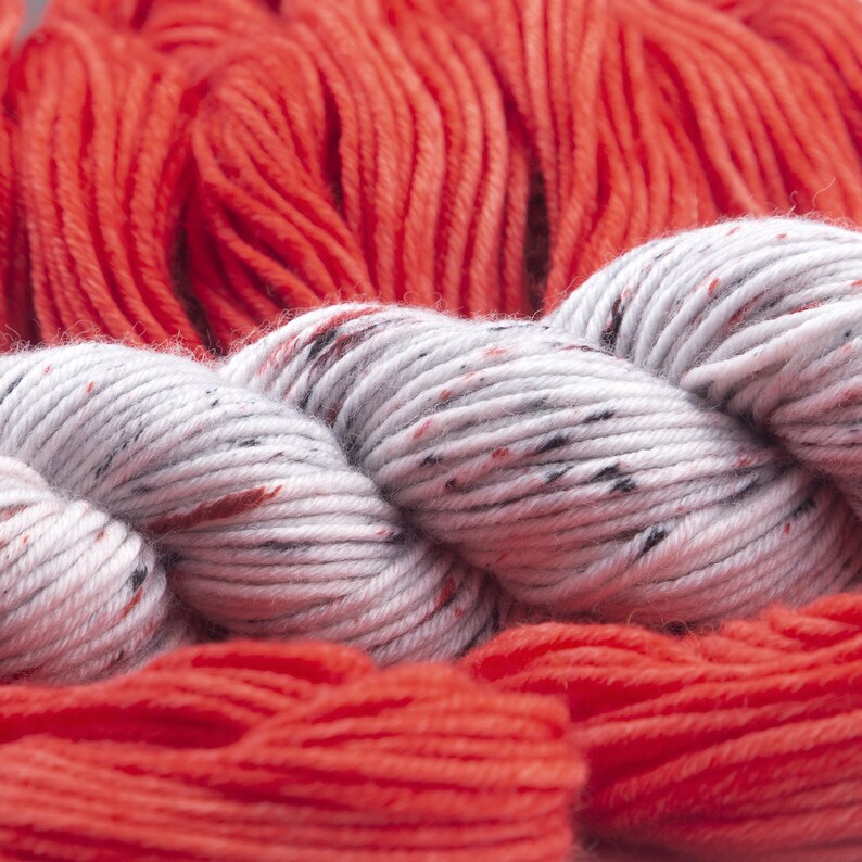 Hand Dyed Yarn White With Black and Red Dots Speckled Sock - Etsy