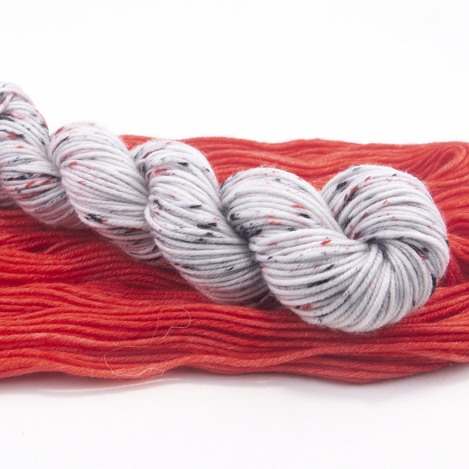 Hand Dyed Yarn White With Black and Red Dots Speckled Sock - Etsy