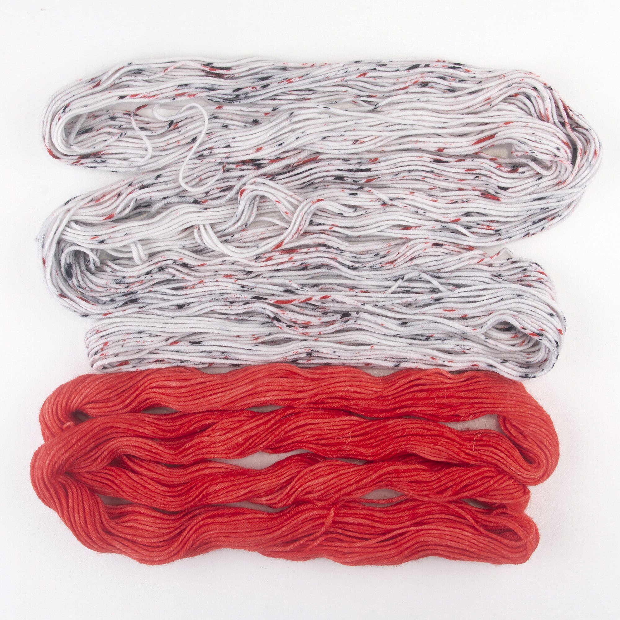 Hand Dyed Yarn White With Black and Red Dots Speckled Sock - Etsy