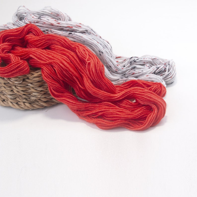Hand Dyed Yarn White With Black and Red Dots Speckled Sock - Etsy