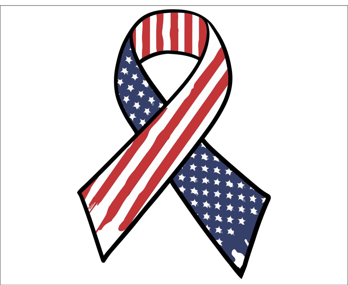 Breast Cancer Awareness Ribbon Flag Distressed 4th of July - Etsy