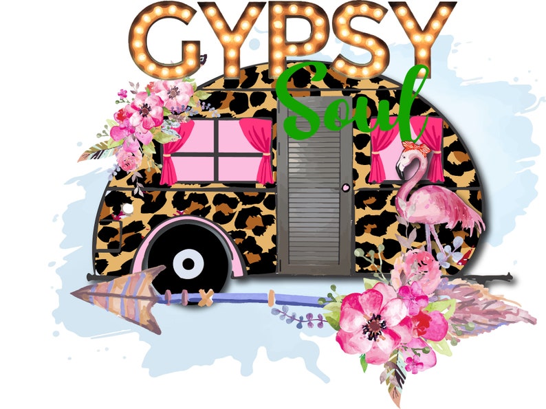 Gypsy Soul Trailer Clipart Instant Download Watercolor - Etsy