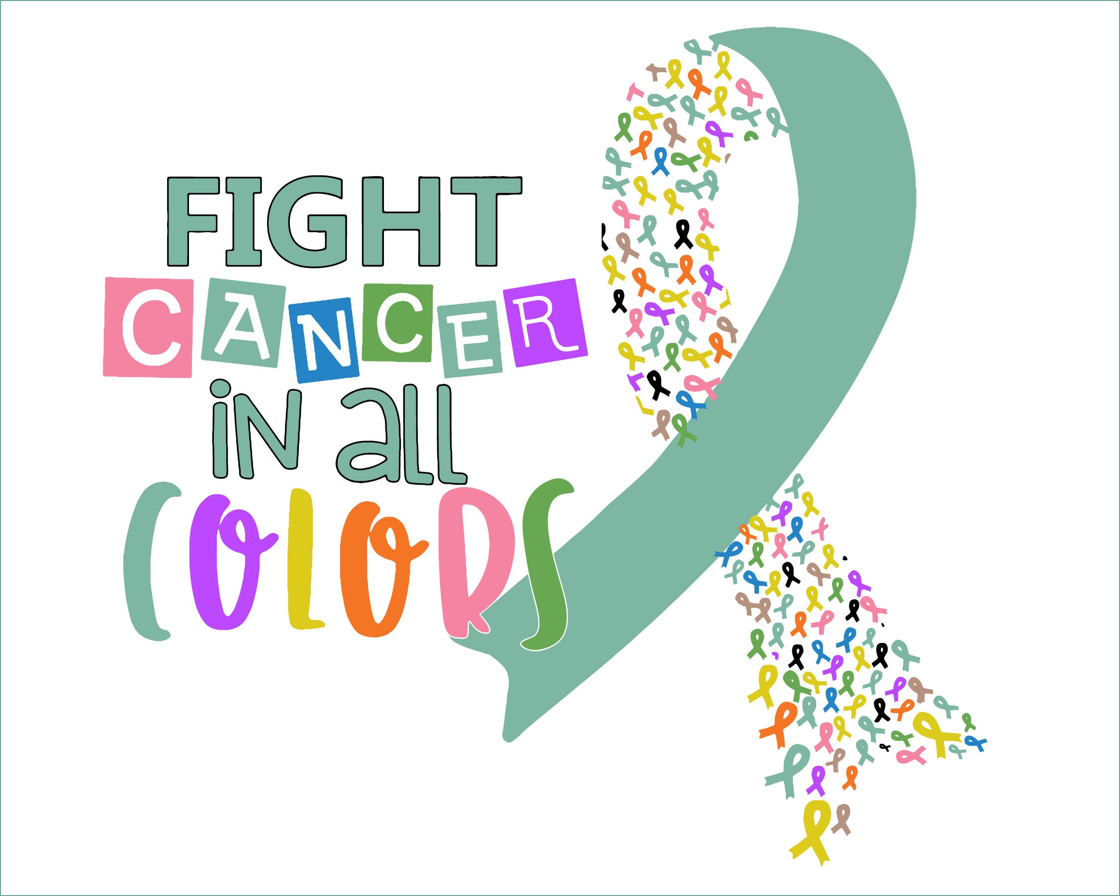 Fight Cancer in All Colors Clipart Instant Download | Etsy