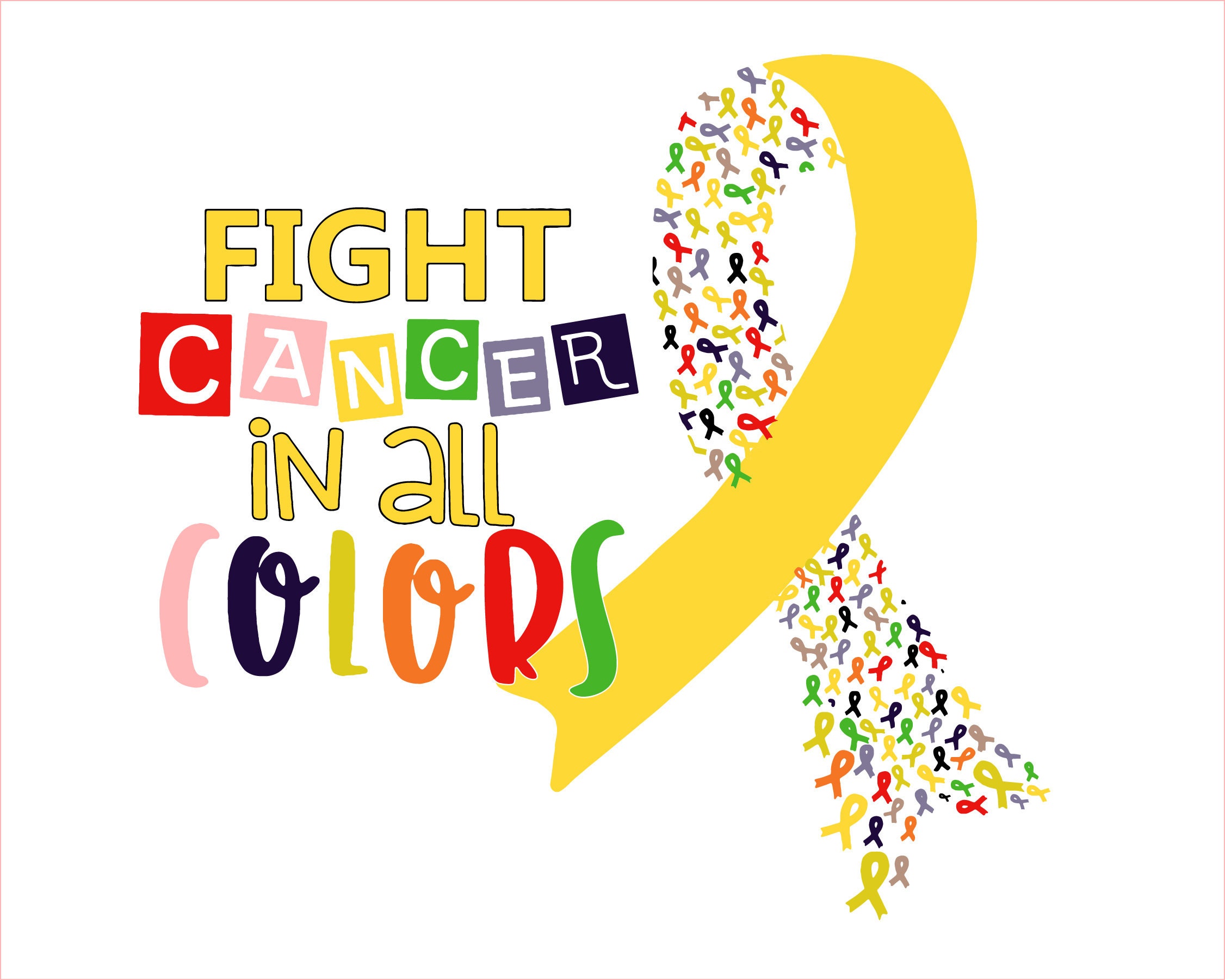 Fight Cancer in All Colors Clipart Instant Download - Etsy UK