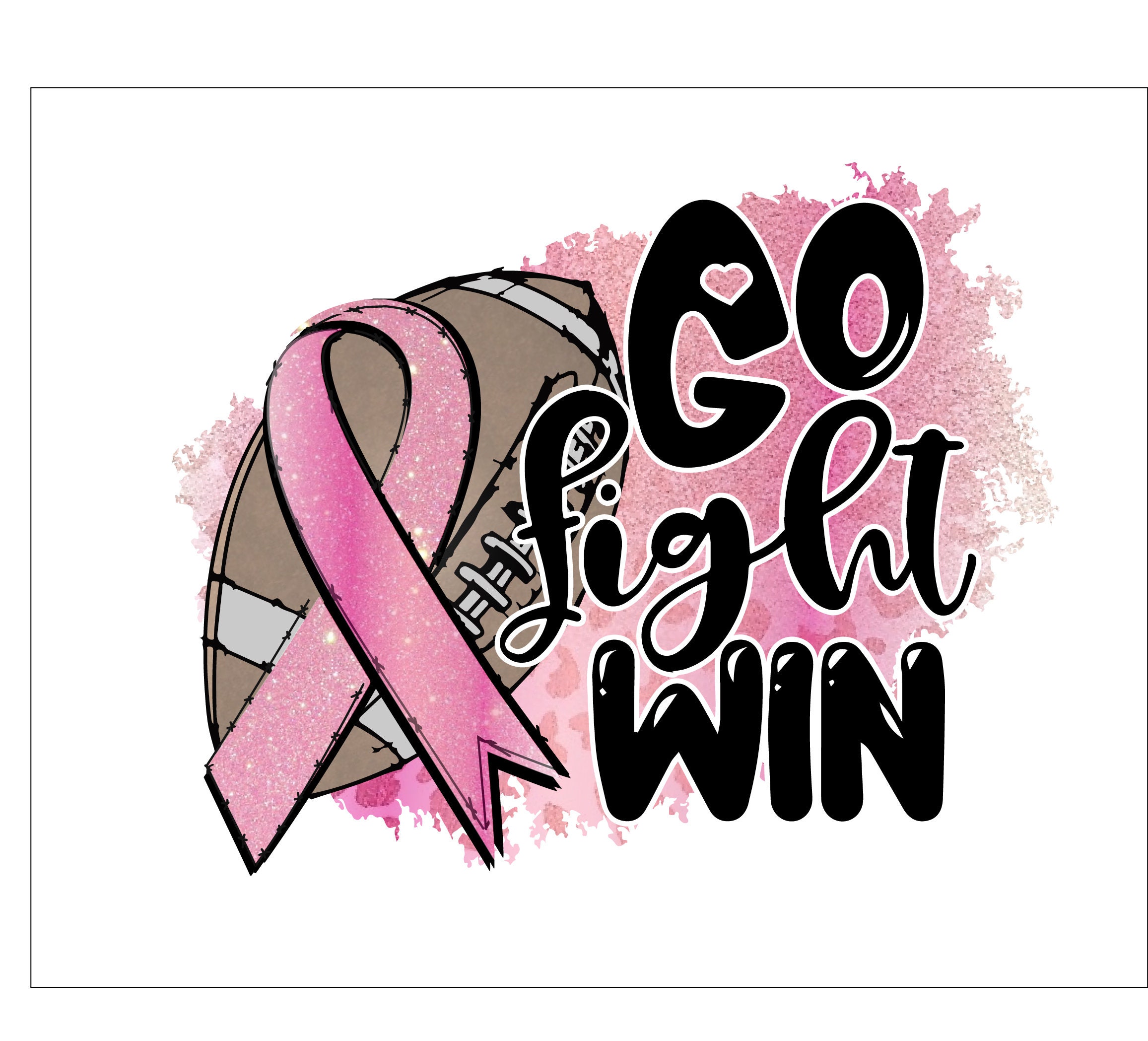 PINK Ribbon Football Paint Splatter Go Fight Win Beat Cancer - Etsy
