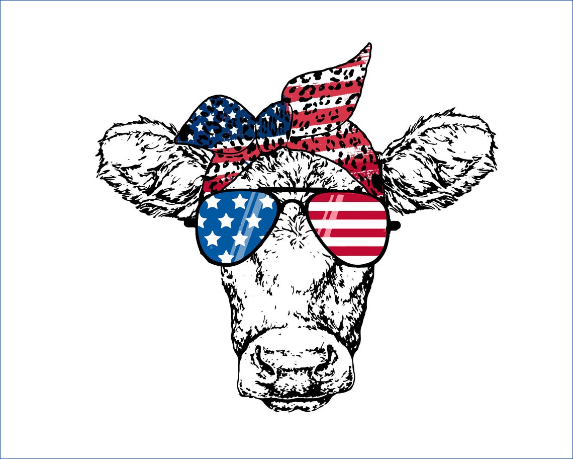 Cow Bandana Heifer Cow USA American Flag Bandana - Etsy
