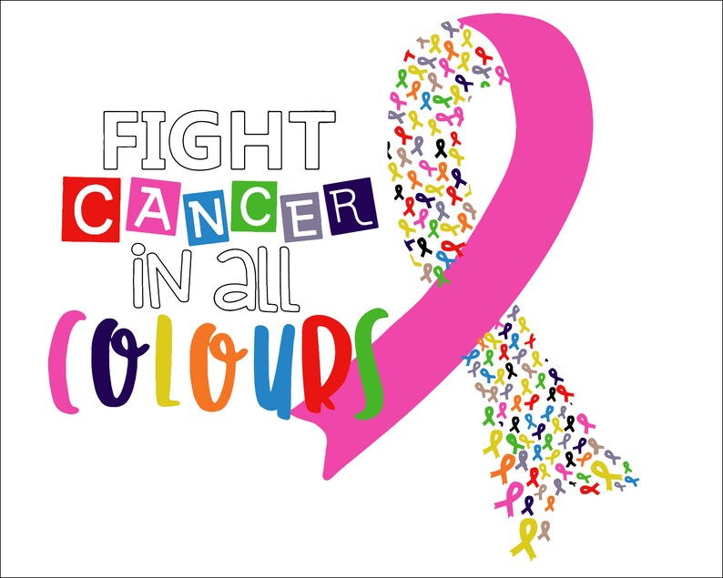 Fight Cancer in All Colours Clipart, Instant Download, Sublimation ...