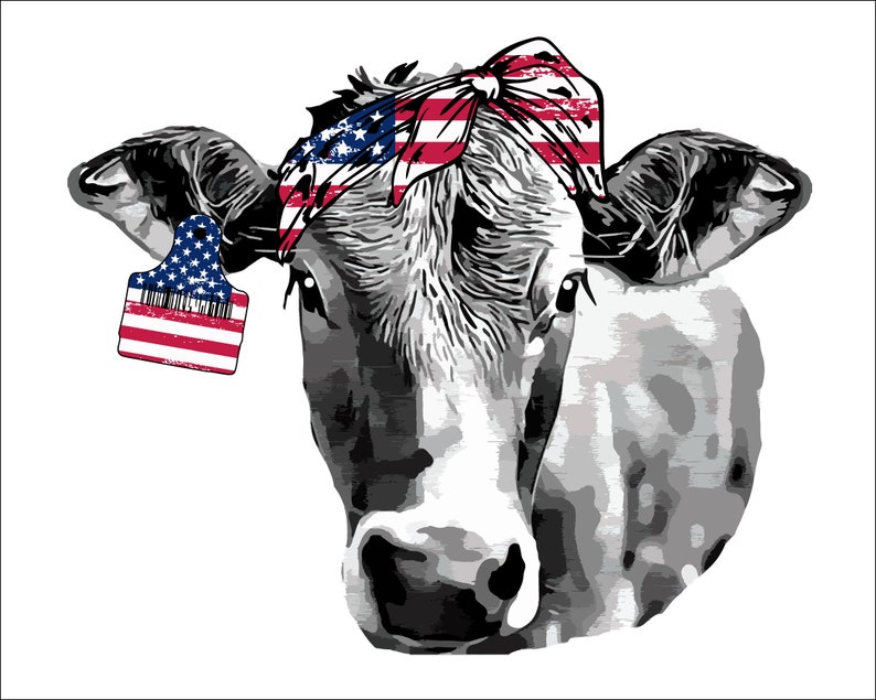 Cow Bandana Heifer Cow USA American Flag Bandana PNG - Etsy