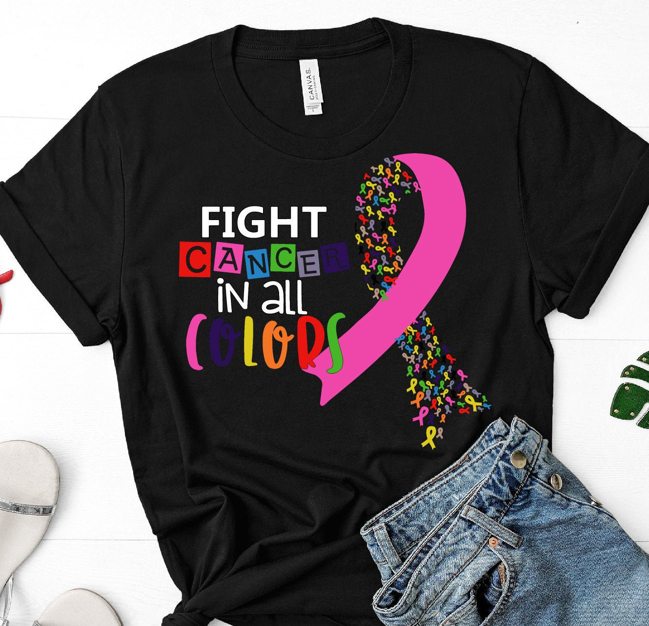 Fight Cancer in All Colors Clipart, Instant Download, Sublimation ...