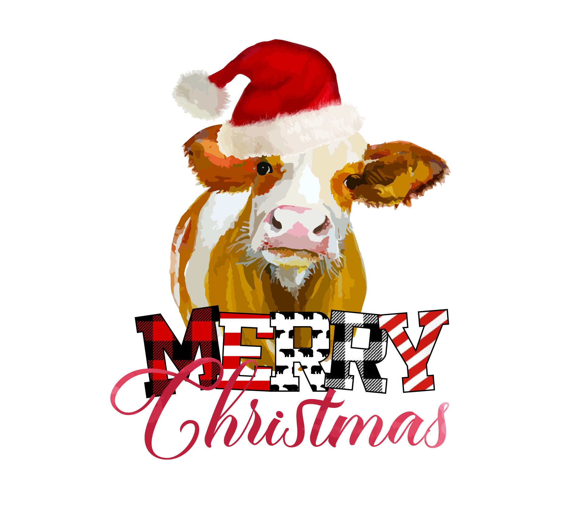 Santa Cow Design Christmas Png Christmas Cow Png Santa - Etsy