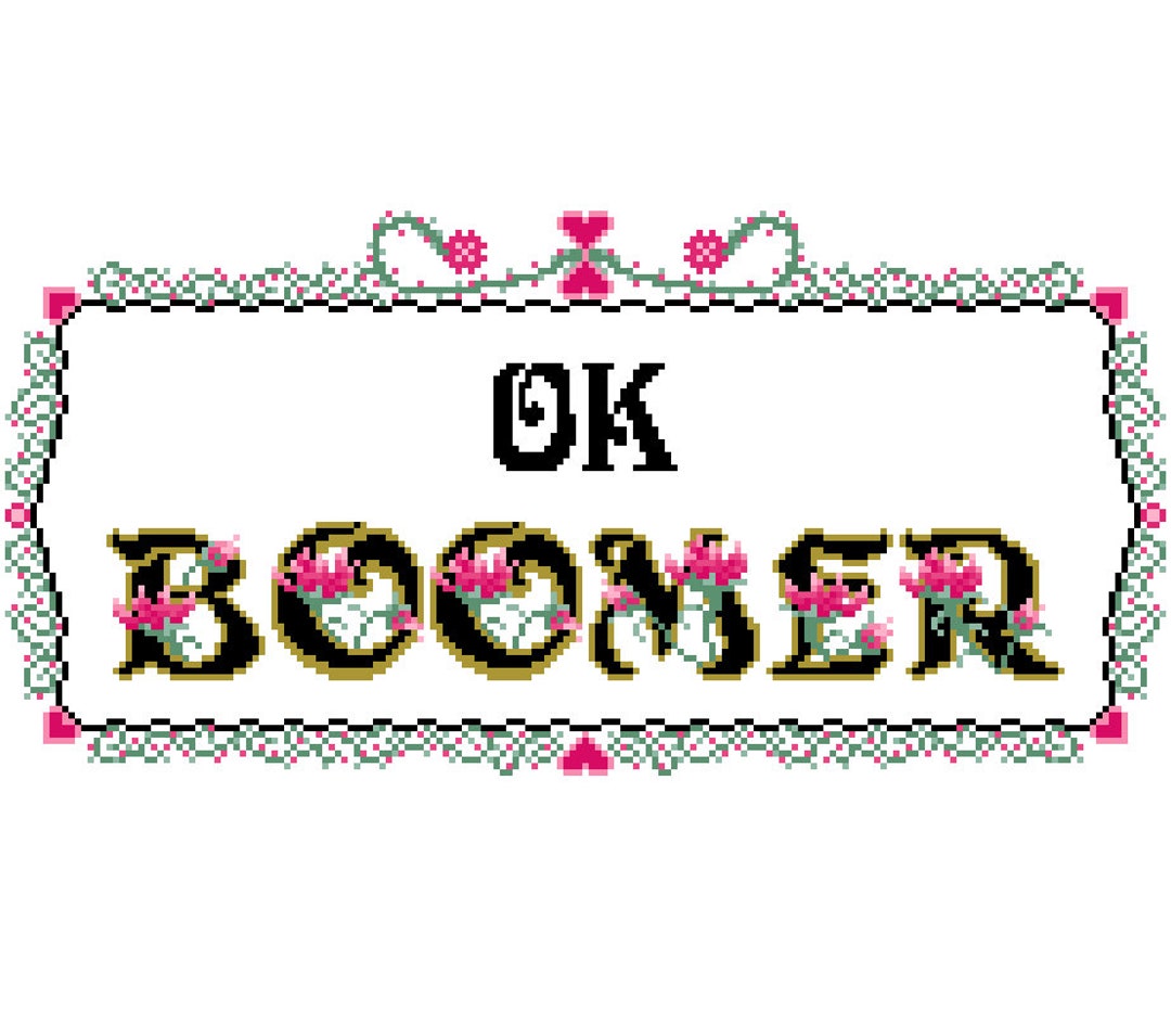 Ok Boomer Cross Stitch Pattern - Funny Cross Stitch Pattern Boomer ...