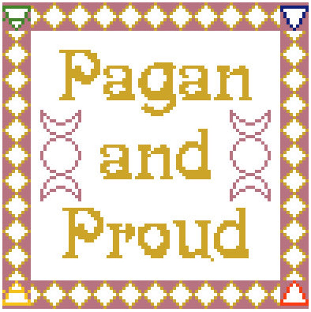 Pagan and Proud Cross Stitch Pattern - Paganism Triple Moon Elements ...