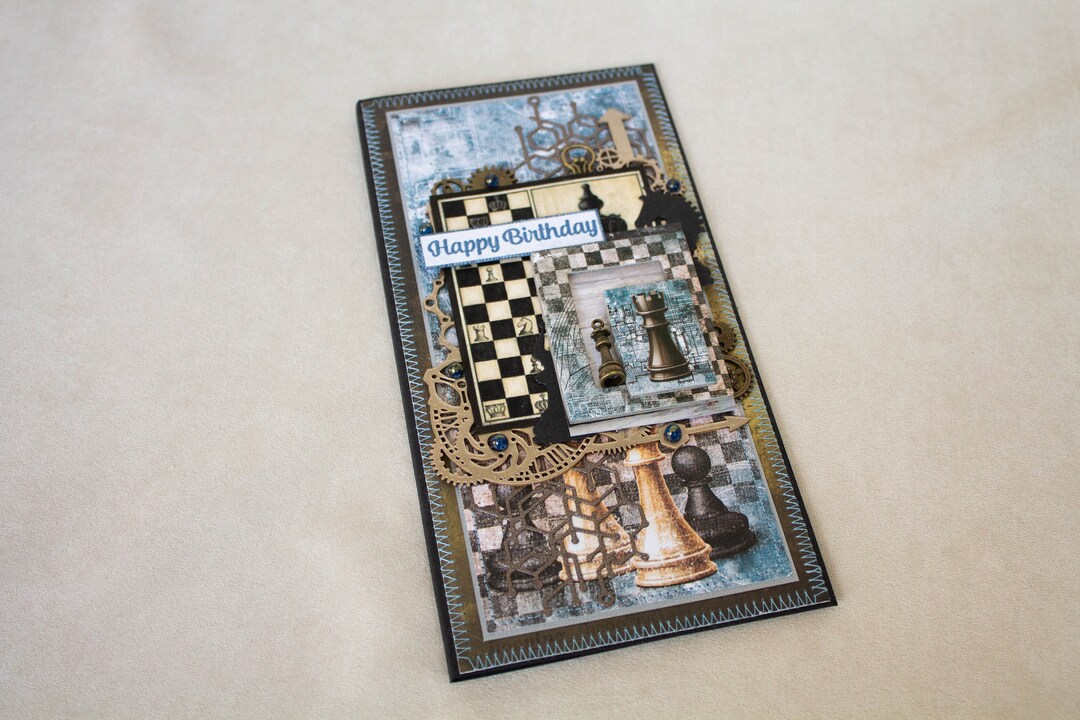 Luxury Handmade Chess Themed Birthday Card for Men With a Metal Chess ...