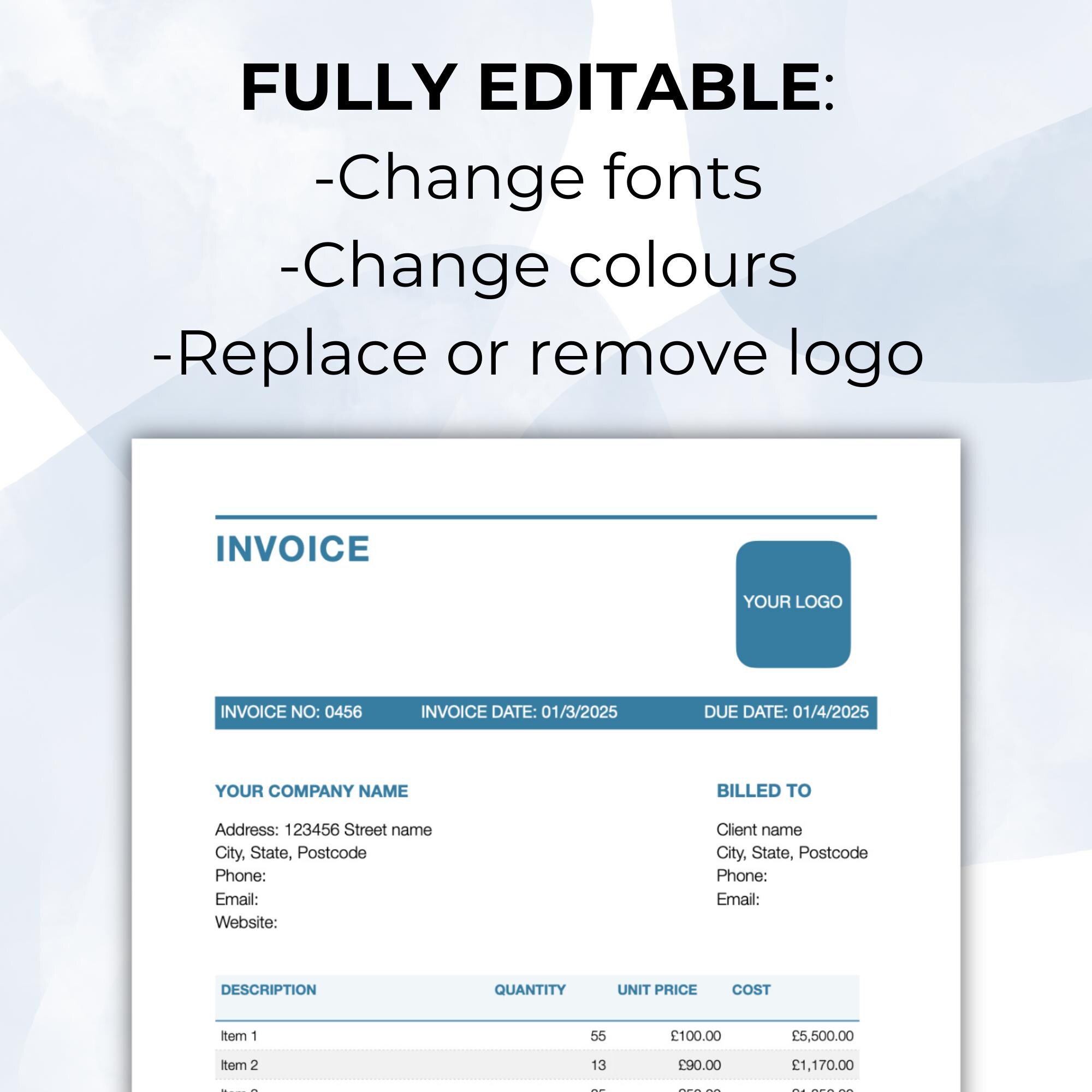 Invoice Template | Modern and Professional Invoice | Microsoft WORD and ...