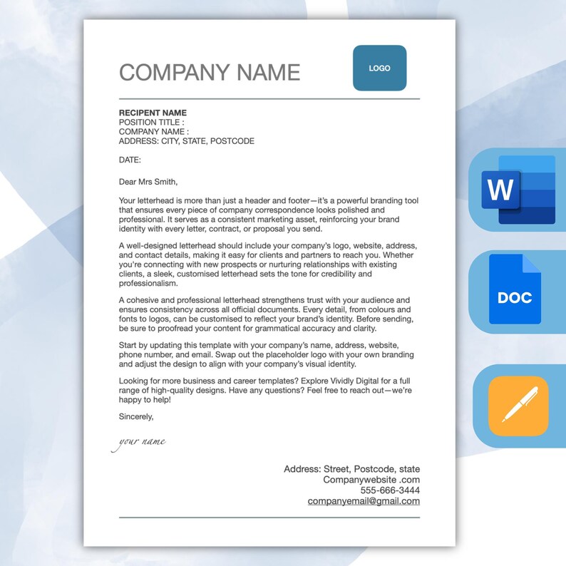 Letterhead Template | Modern and Professional Letterhead | Microsoft ...