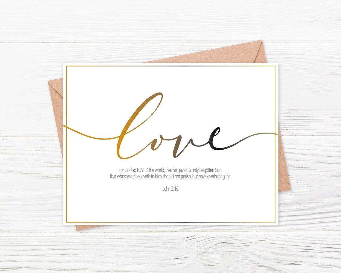 John 3:16 Printable Card or Sign Scripture for God so - Etsy