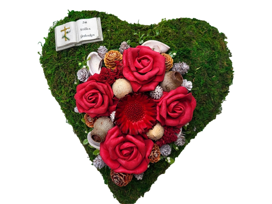 Grabschmuck wetterfest Grabgesteck haltbar Trauergesteck rot künstliche ...