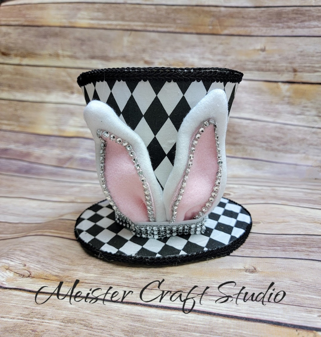 Harlequin Bunny Top Hat With Ears, Harlequin Hat Wreath Attachment, 3-D ...
