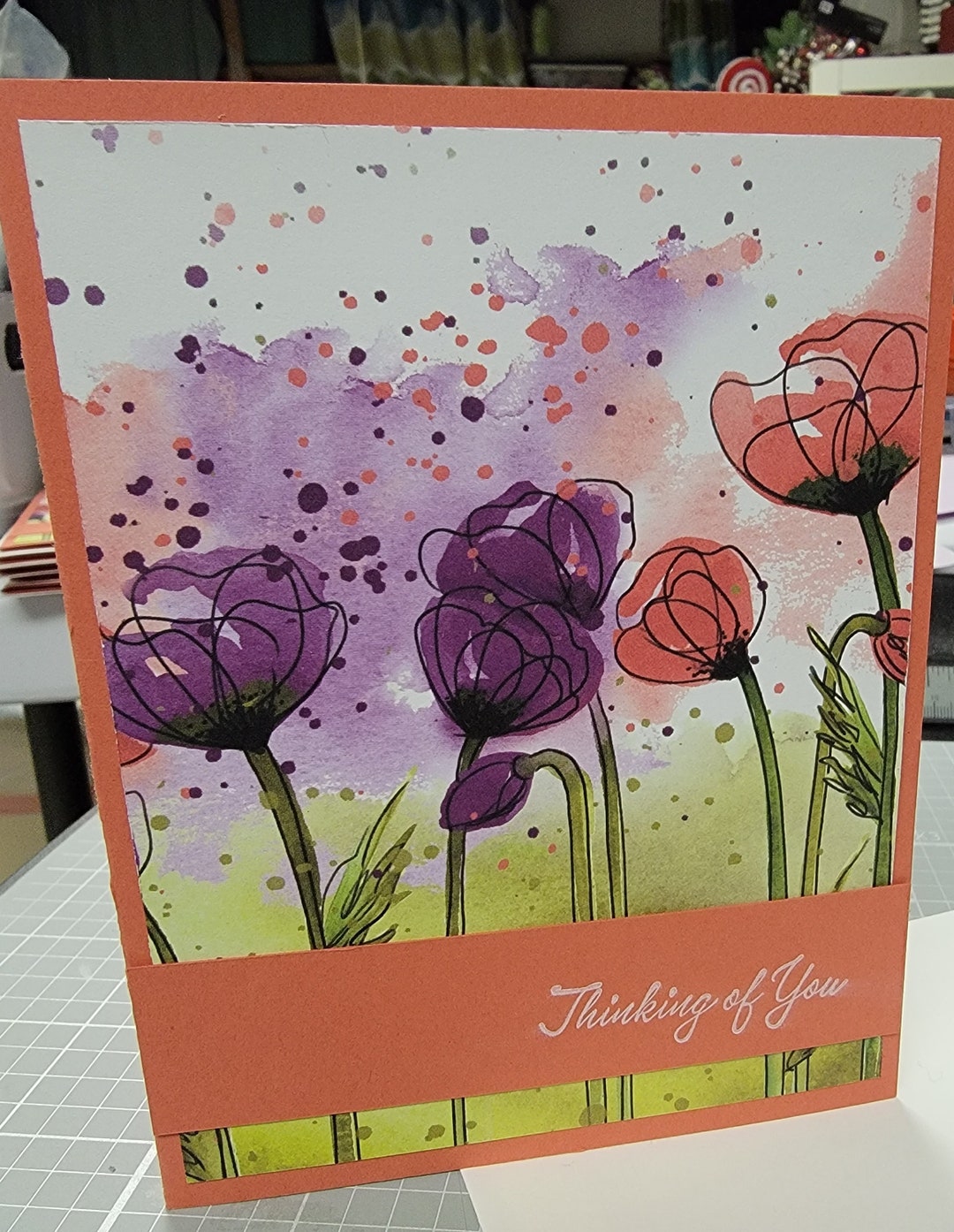 Thinking of You Note Card Set of 6, Stampin' up SU Designer Paper ...