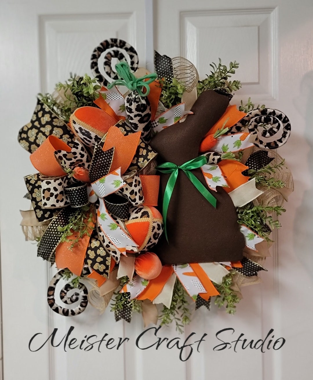 Chocolate Easter Bunny With Fun Leopard Print Accent Wreath, Spring ...