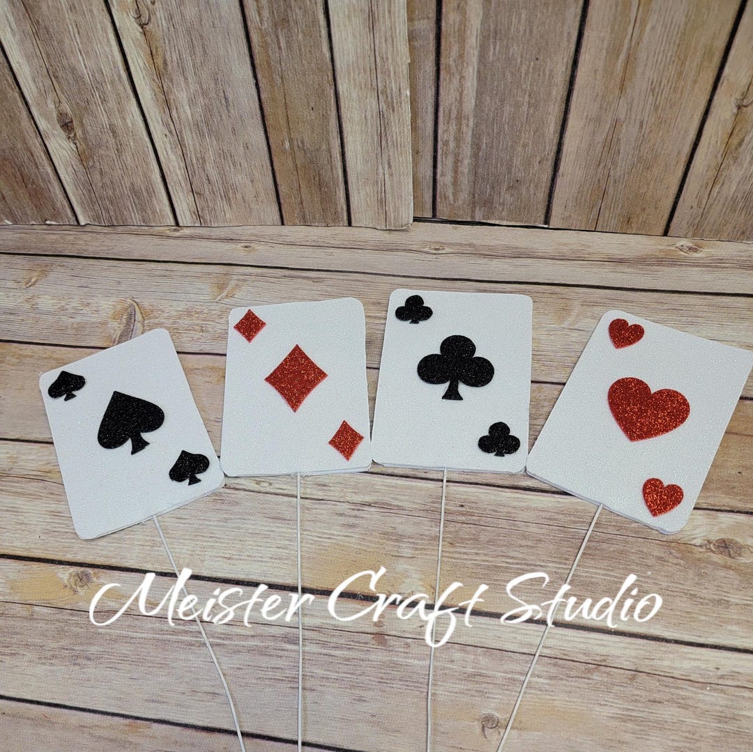 Playing Card Picks, Set of 4 Fake Glitter Playing Cards, Fake Poker ...