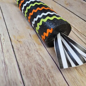 Black Glitter Ric Rac Striped Faux Candy Wreath Attachment, Handmade ...