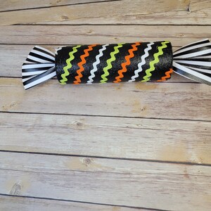 Black Glitter Ric Rac Striped Faux Candy Wreath Attachment, Handmade ...