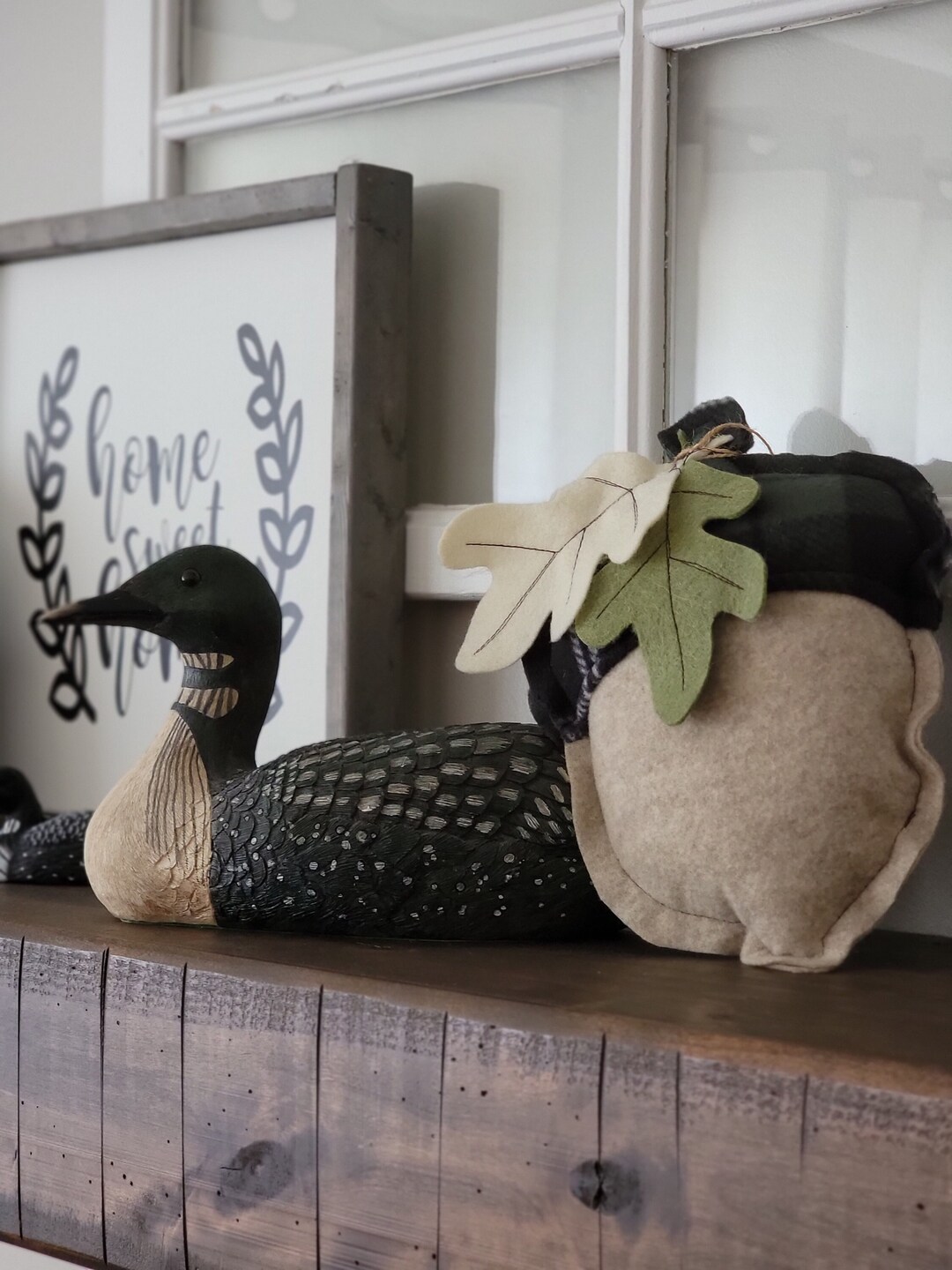 Fall Acorn Plush Wreath Attachment With Oak Leaf Decoration, Handmade ...