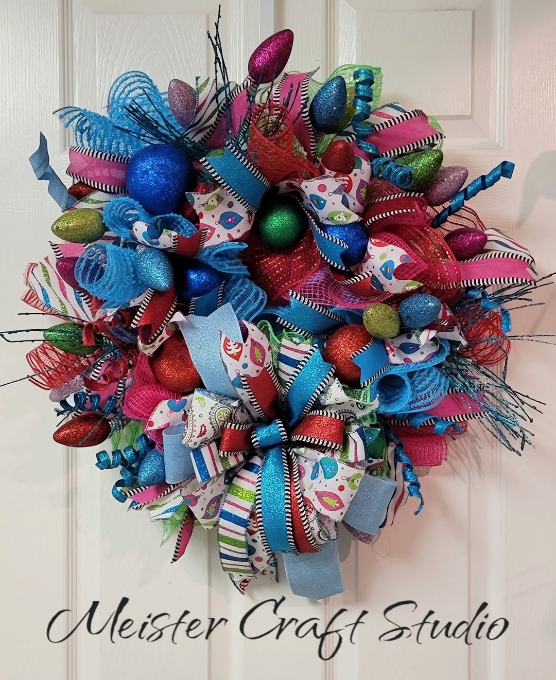 Multi-colored Sparkle Wreath, Turquoise Fushia Lime and Red Wreath ...