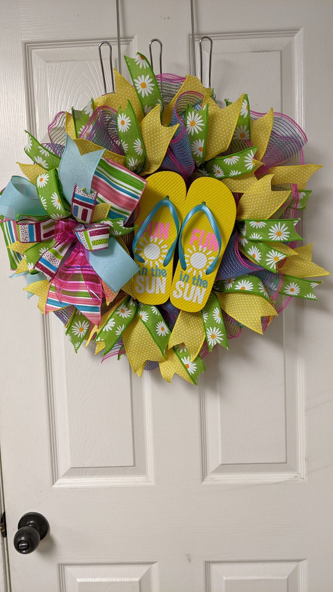 Flip Flop Summer Wreath, Beach Decor, Pool Decor, Patio Wreath, Front ...