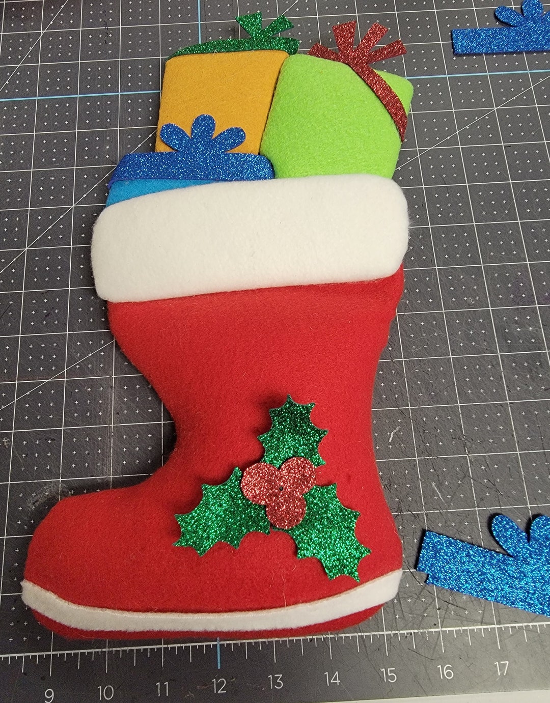 Red Stocking Wreath Attachment, Handmade, Christmas Stocking Foam Core ...