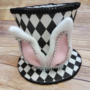 Harlequin Bunny Top Hat With Ears, Harlequin Hat Wreath Attachment, 3-D ...