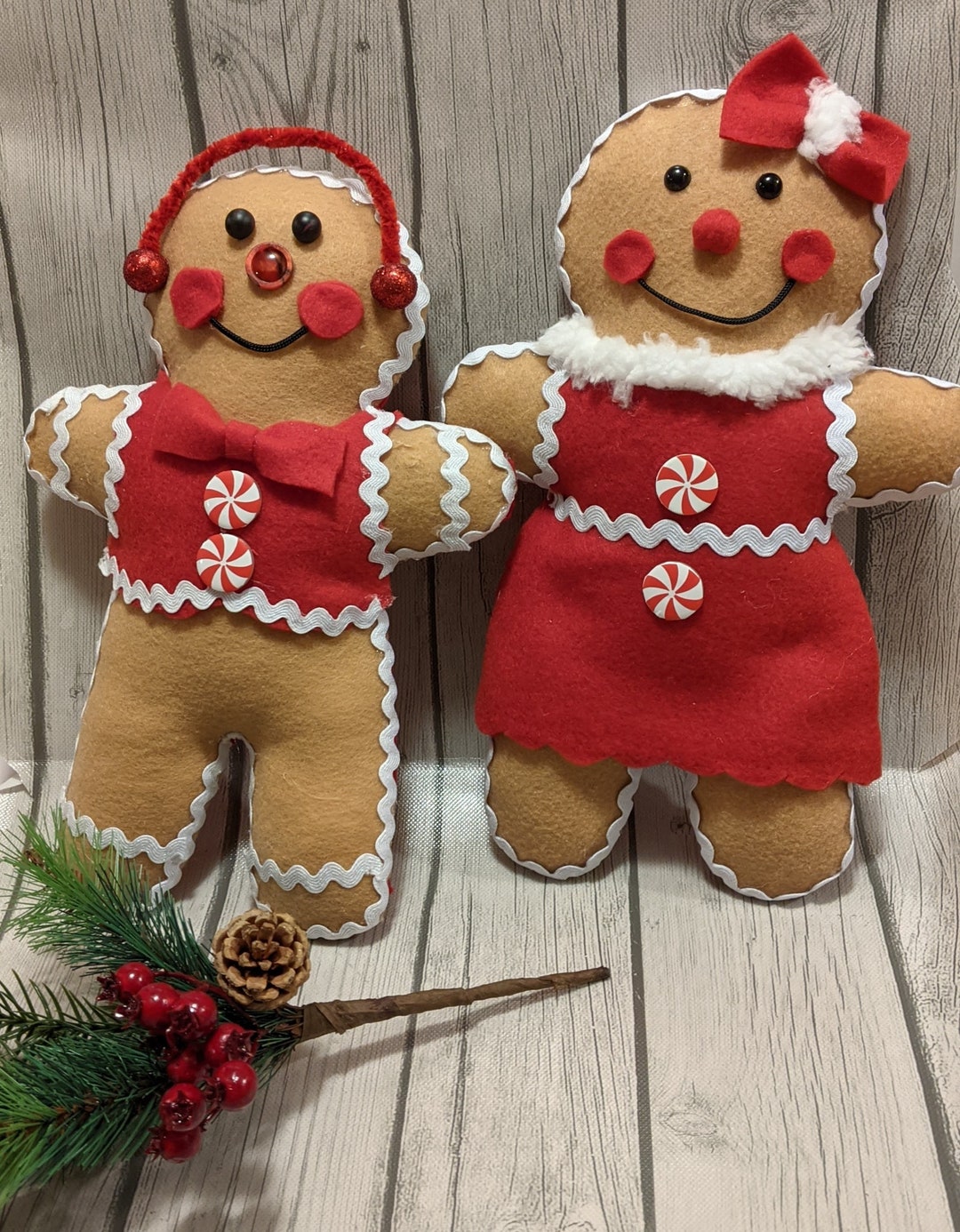 Gingerbread Wreath Attachment, Stuffed Gingerbread Man, Stuffed Faux ...