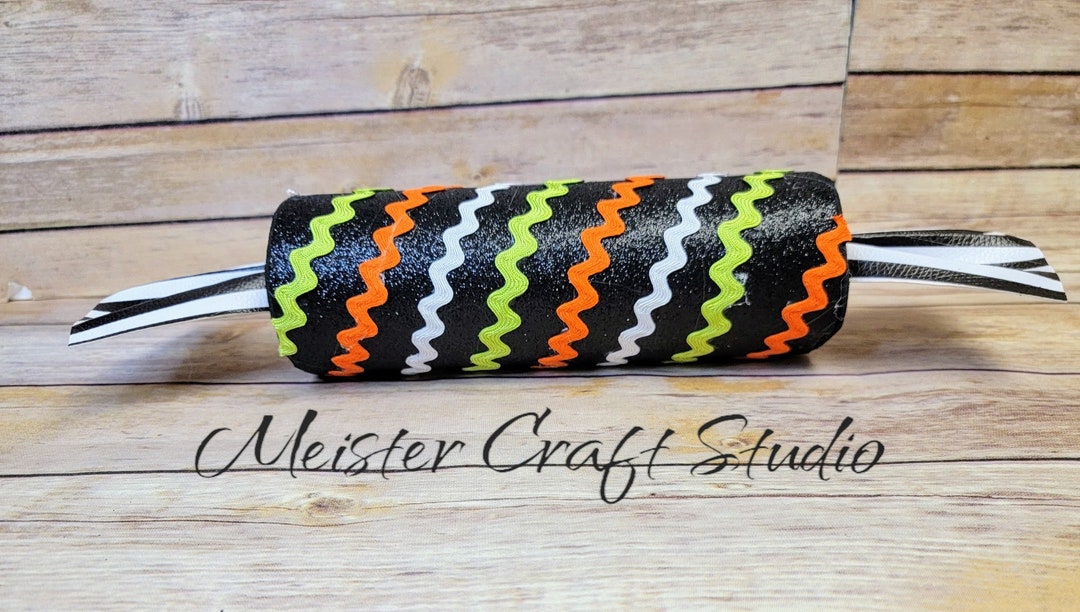 Black Glitter Ric Rac Striped Faux Candy Wreath Attachment, Handmade ...