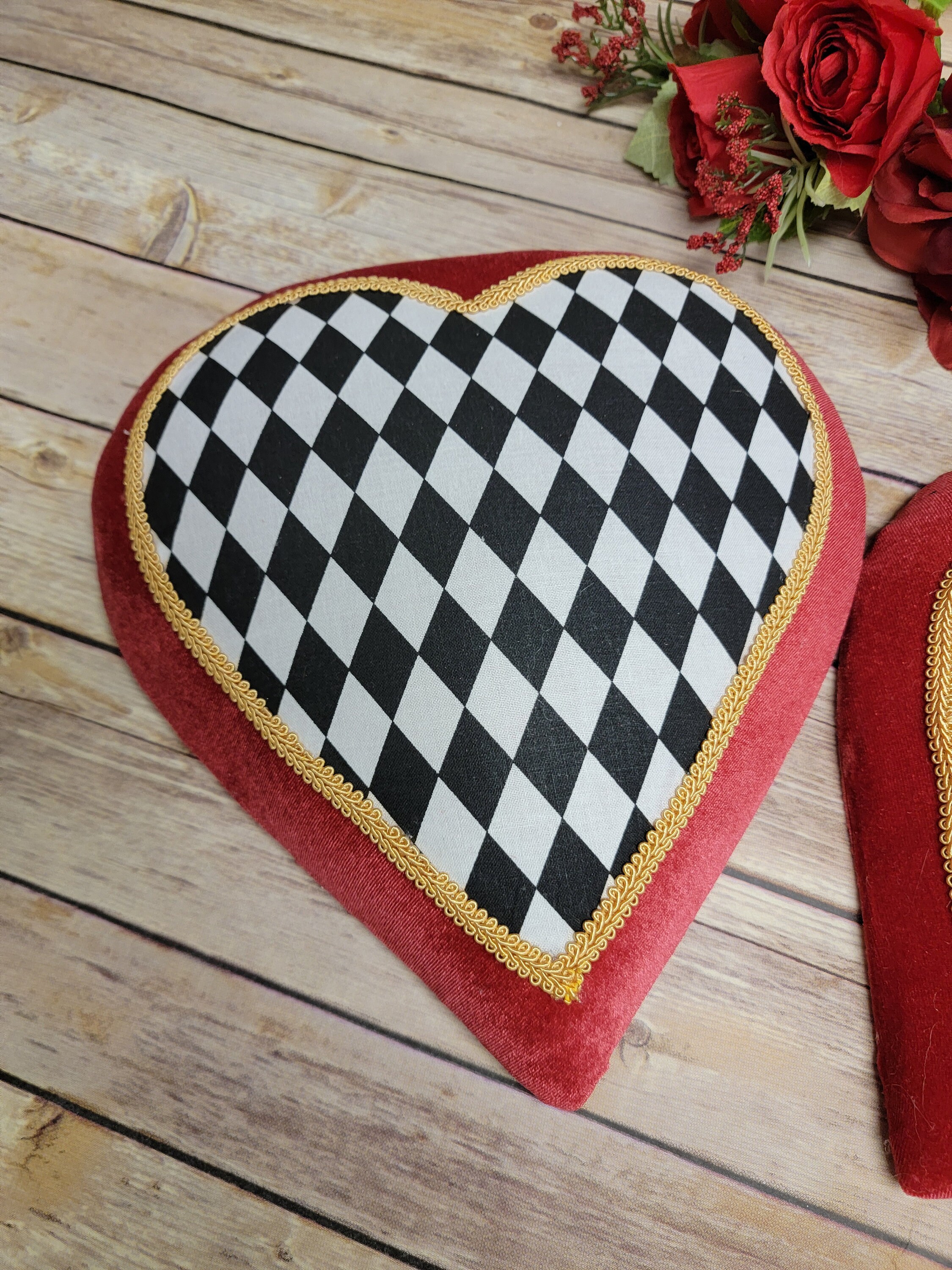 Red Velvet Romantic Heart SET, Vintage Heart Wreath Attachment, Set of ...