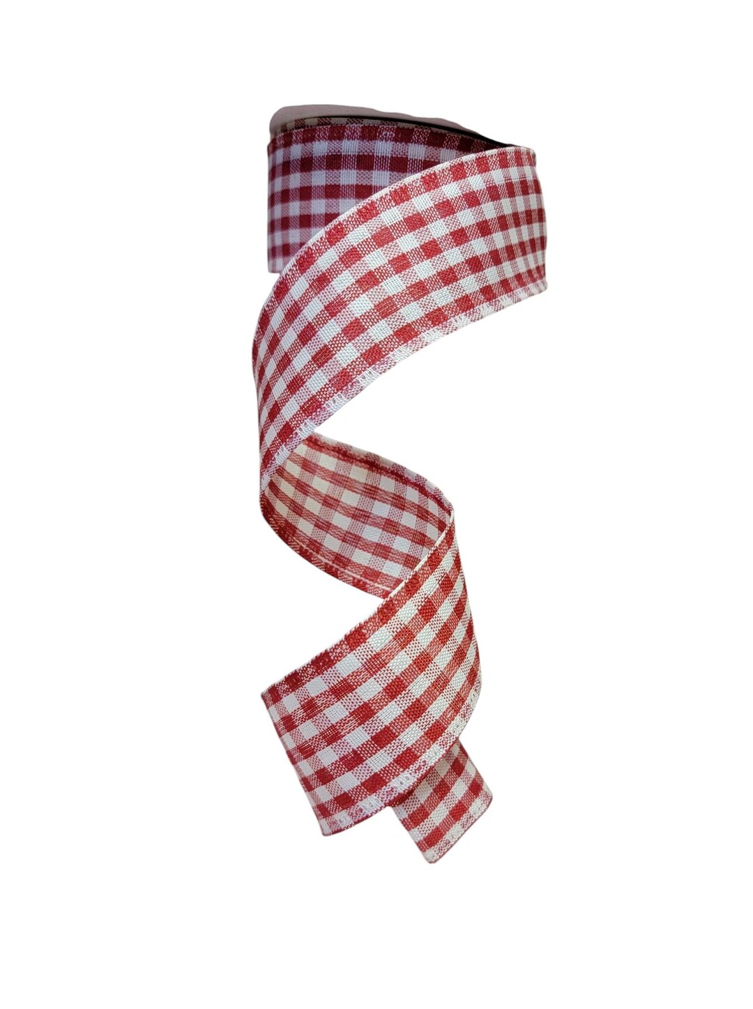 1.5" X 10 Yards Primitive Red and Cream Gingham Ribbon With Wired Edge ...