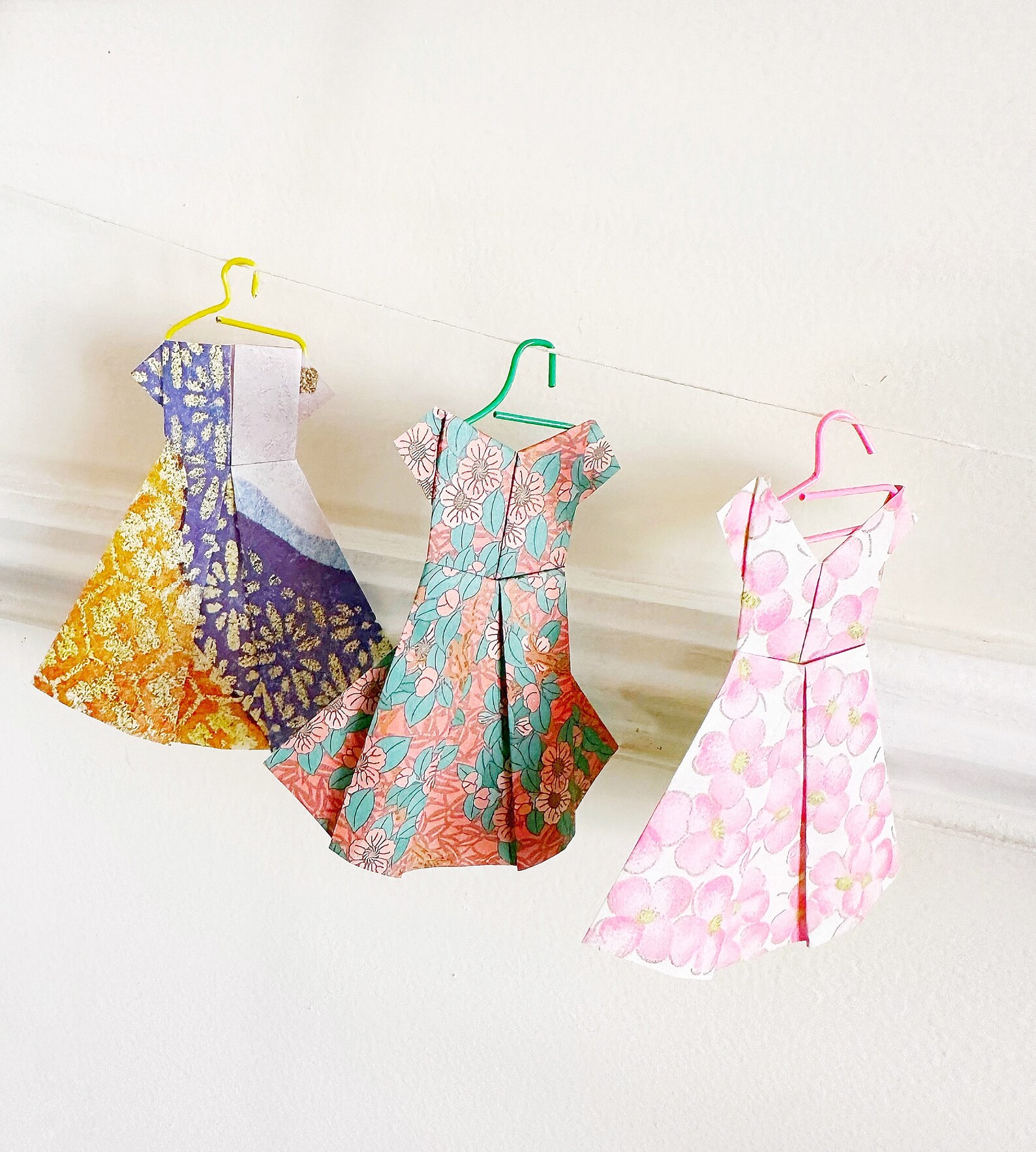 Origami Dress Paper Garland, Baby Girl Nursery Decor, Colorful Paper ...