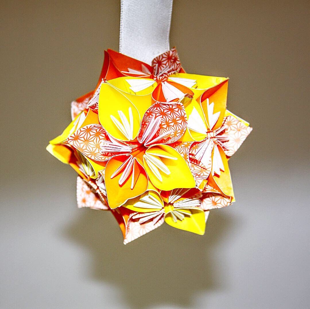 Magma Kusudama Ornate Origami Ball Ornament, Year Round Paper Art ...
