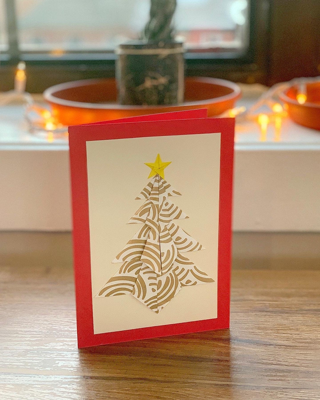 Origami Christmas Tree Holiday Card, Blank Winter Christmas Card ...