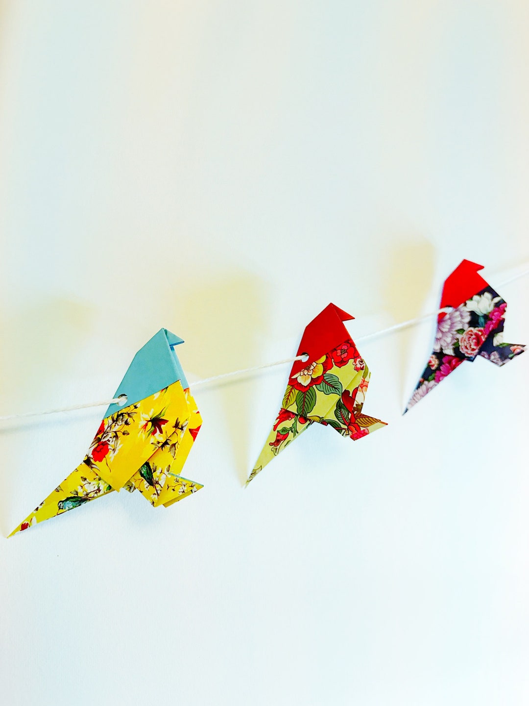 Origami Parrot Paper Garland, Original Paper Art, Bedroom / Nursery ...