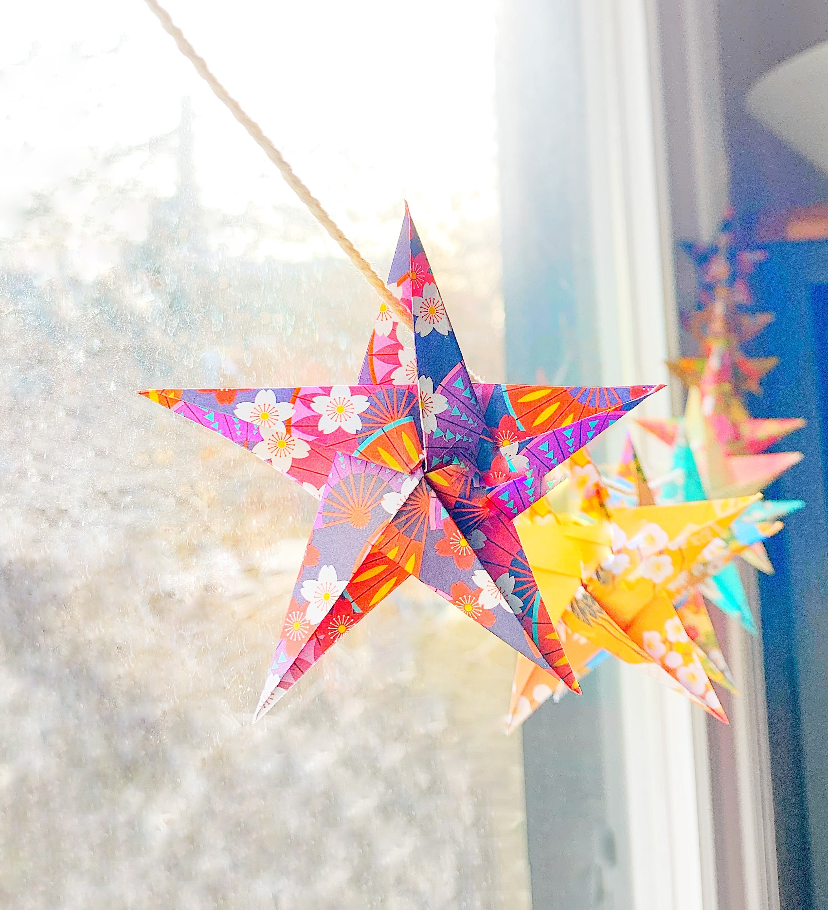 Origami Paper Star Garland Unique Colorful Star Bunting - Etsy