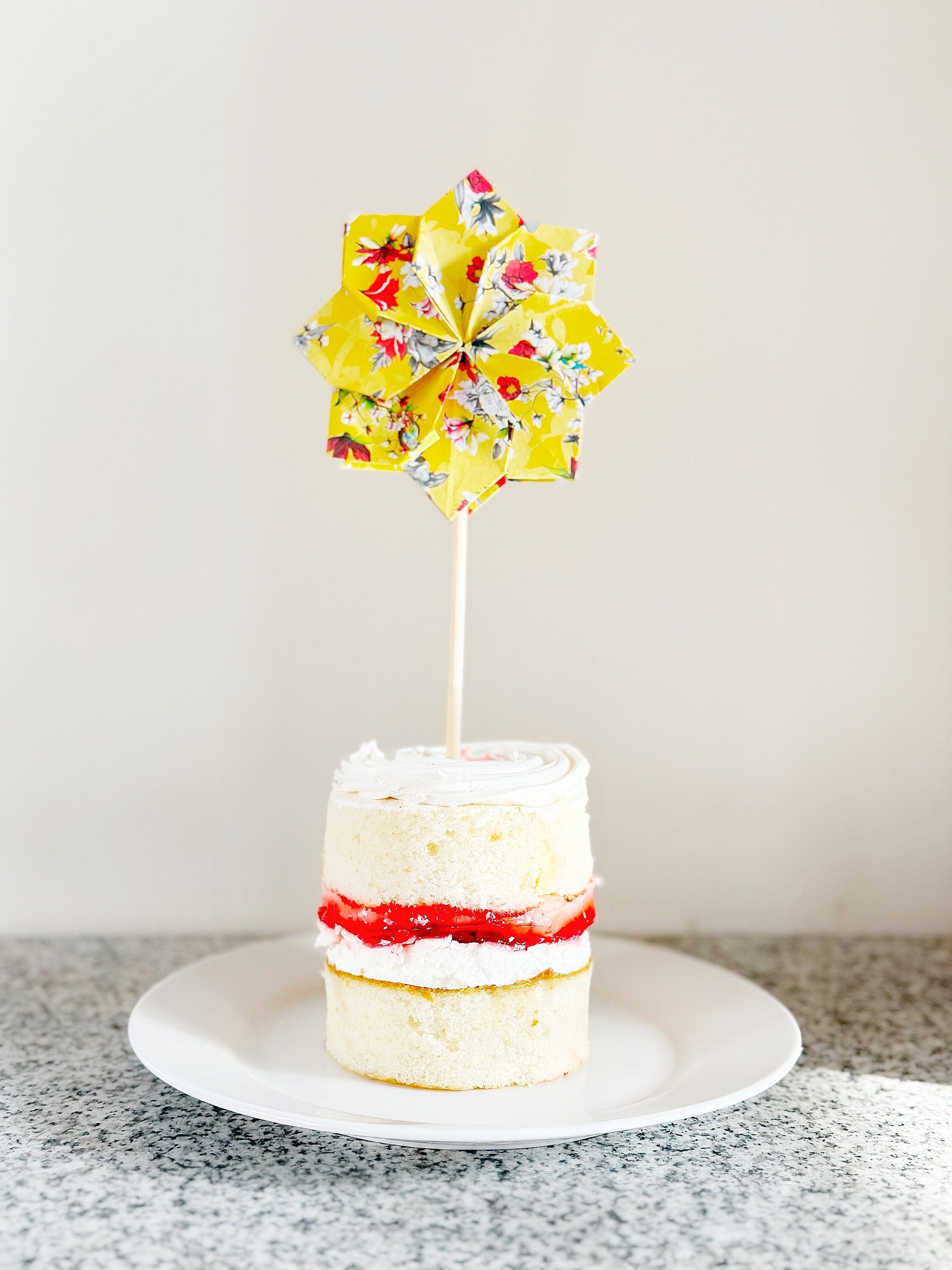 Origami Cake Toppers in Bold Patterned Colors | Paper Flowers to ...