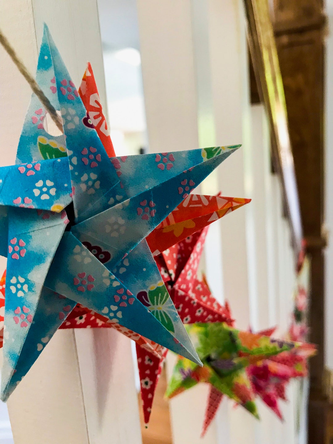 Origami Paper Star Garland, Unique Colorful Star Bunting, Paper Party ...