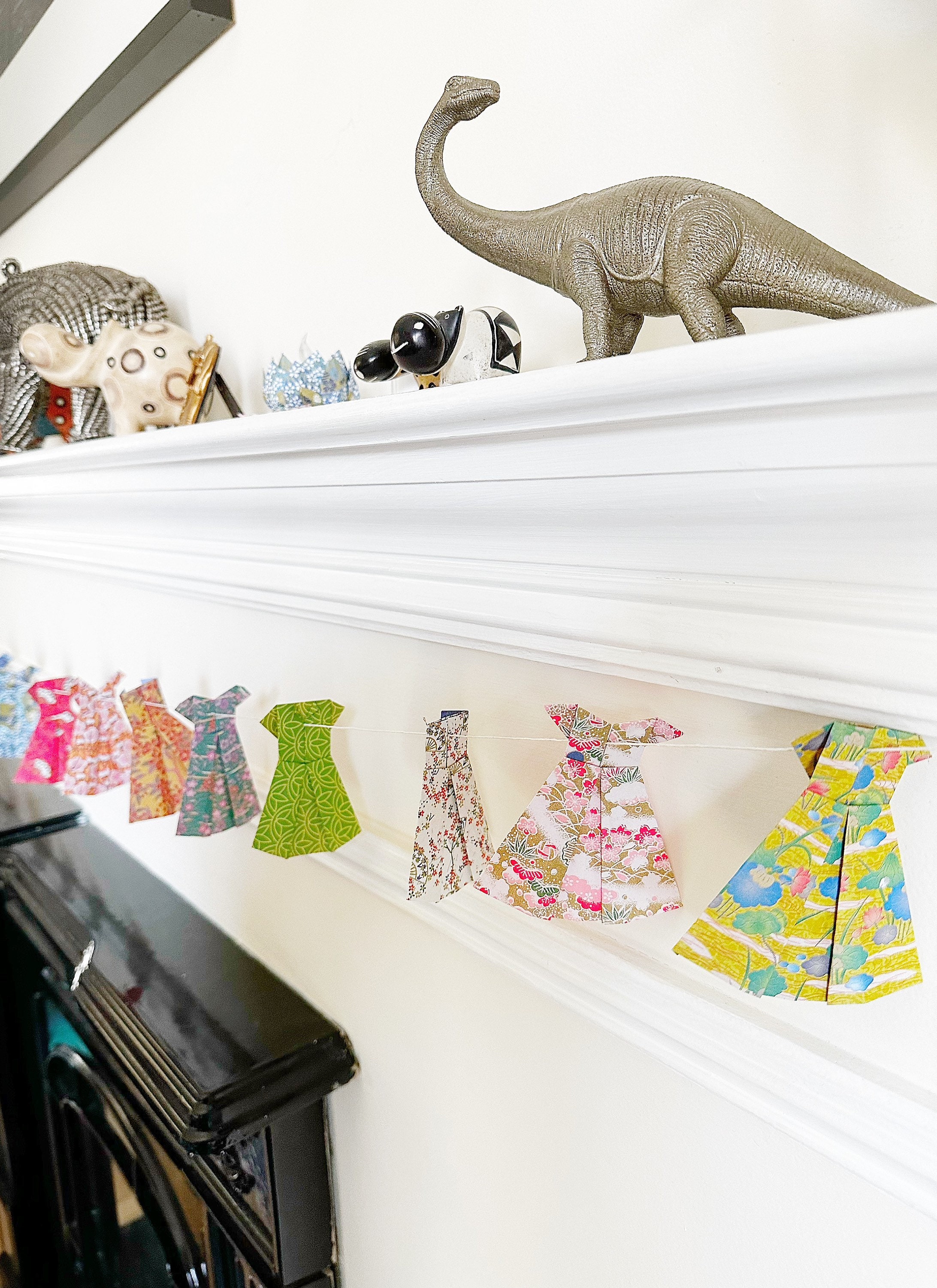 Origami Dress Paper Garland, Baby Girl Nursery Decor, Colorful Paper ...